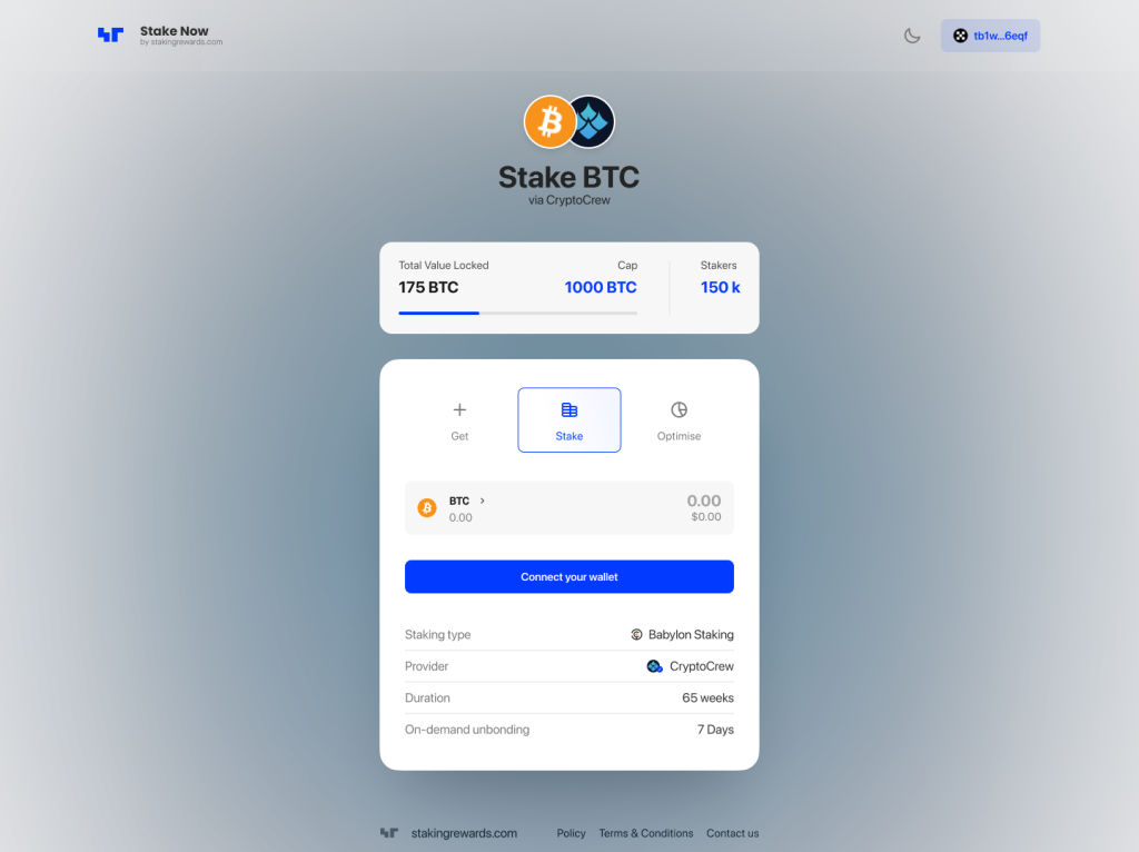 How to Stake BTC with Babylon via CryptoCrew